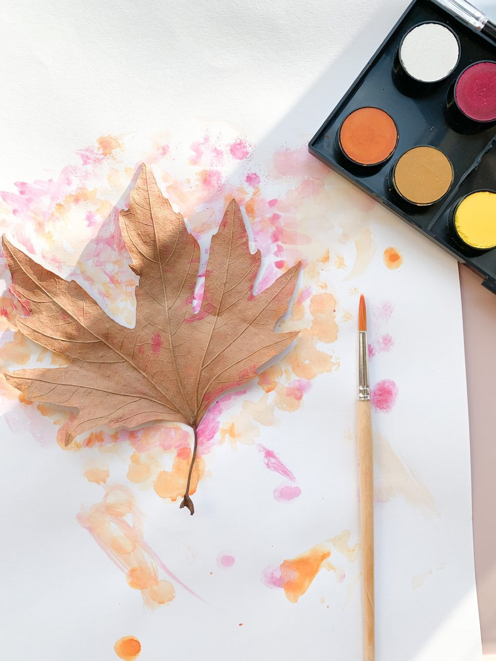 Autumn Leaf Negative Space Painting - WonderHouse of Littles